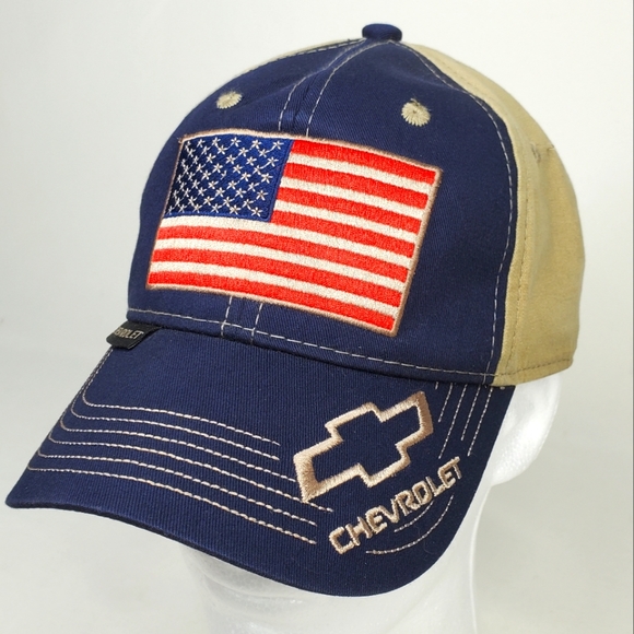 outdoor cap Company | Accessories | Chevrolet American Flag Blue Tan ...